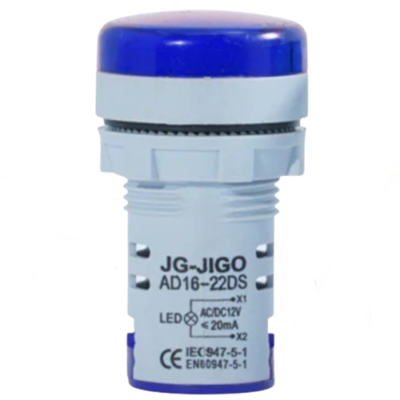 JIGO 12V 22mm Indicator Blue Color - SRK ELECTRONICS