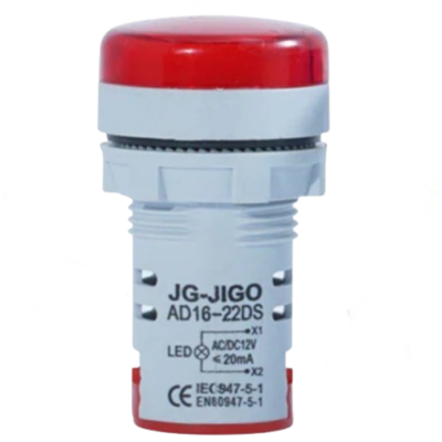 JIGO 12V 22mm Indicator Red Color - SRK ELECTRONICS